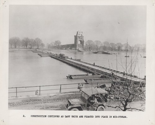 WW2 1945 Construction of temporary military bridge Germany Press Photo ...