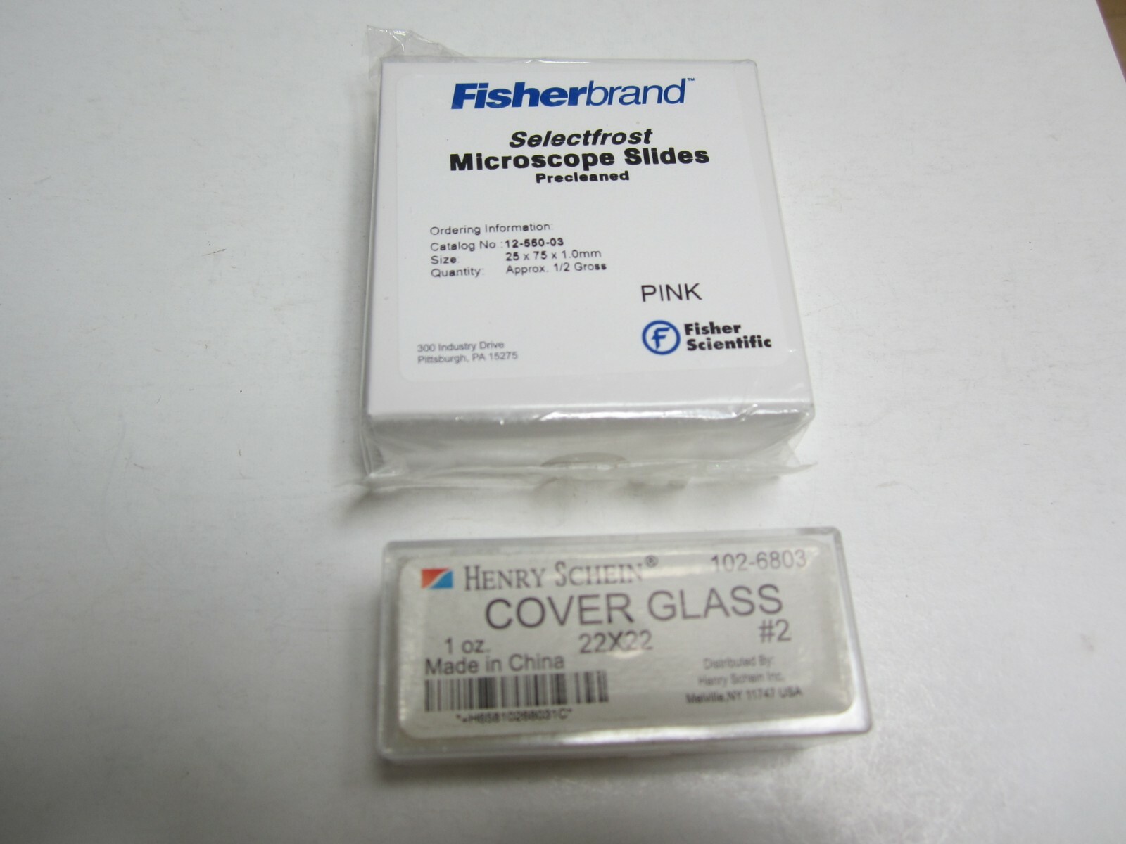 Henry Schein 1oz 22 × 22 Cover Glass #2 & BOX OF FISHERBRAND SLIDES 72 ...