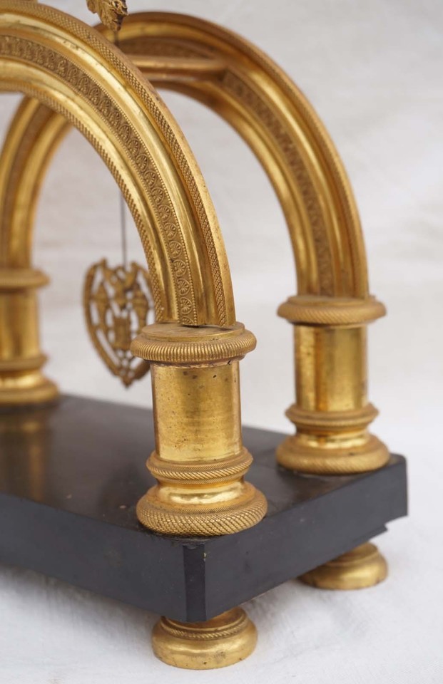 French Empire Skeleton Clock Ormolu Engraved Bronze Paris Movement 1810 ...