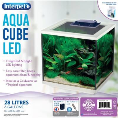 Interpet Aqua Cube 28 LED Nano Fish Tank Aquarium Setup With Light ...