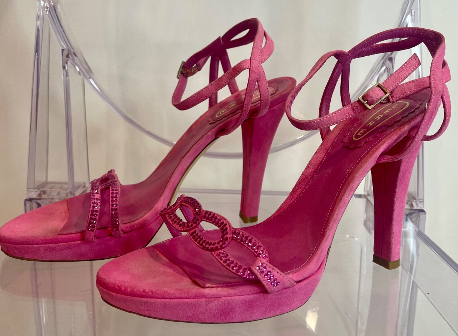 💖RARE💖 LERRE Pink Swarovski Crystal Sandals MADE IN… - Gem
