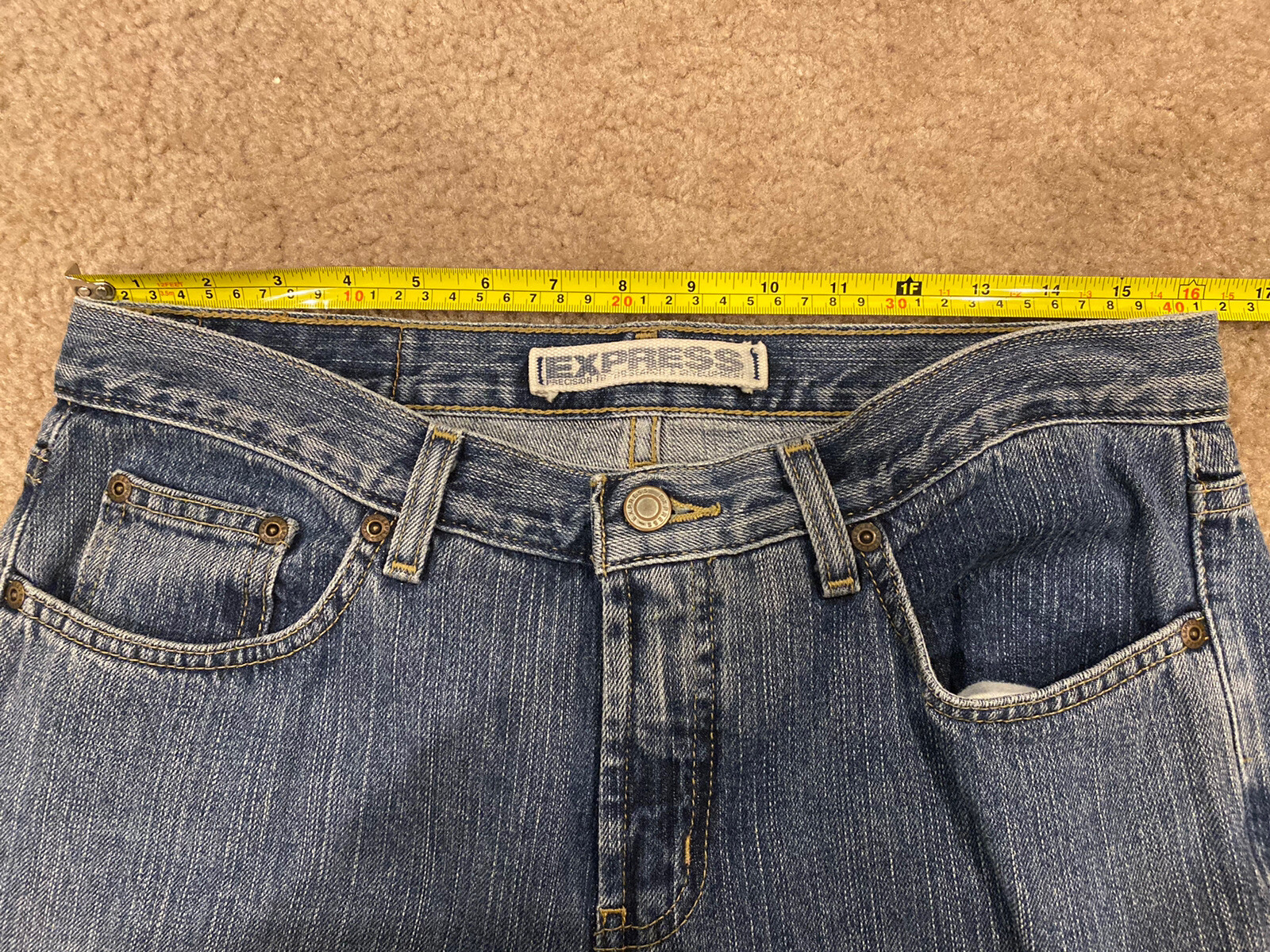 EXPRESS Womens Precision Fit And Flare Denim Jeans Li… - Gem