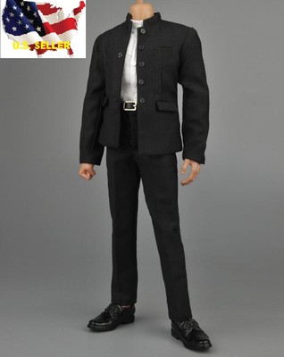 1/6 black Chinese tunic suit Kung Fu Ip Man school Uniform set for hot ...