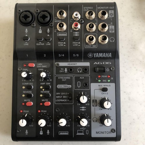 YAMAHA AG06MK2 B Black Live Streaming Audio USB Mixer 6 Channel 24 Bit ...