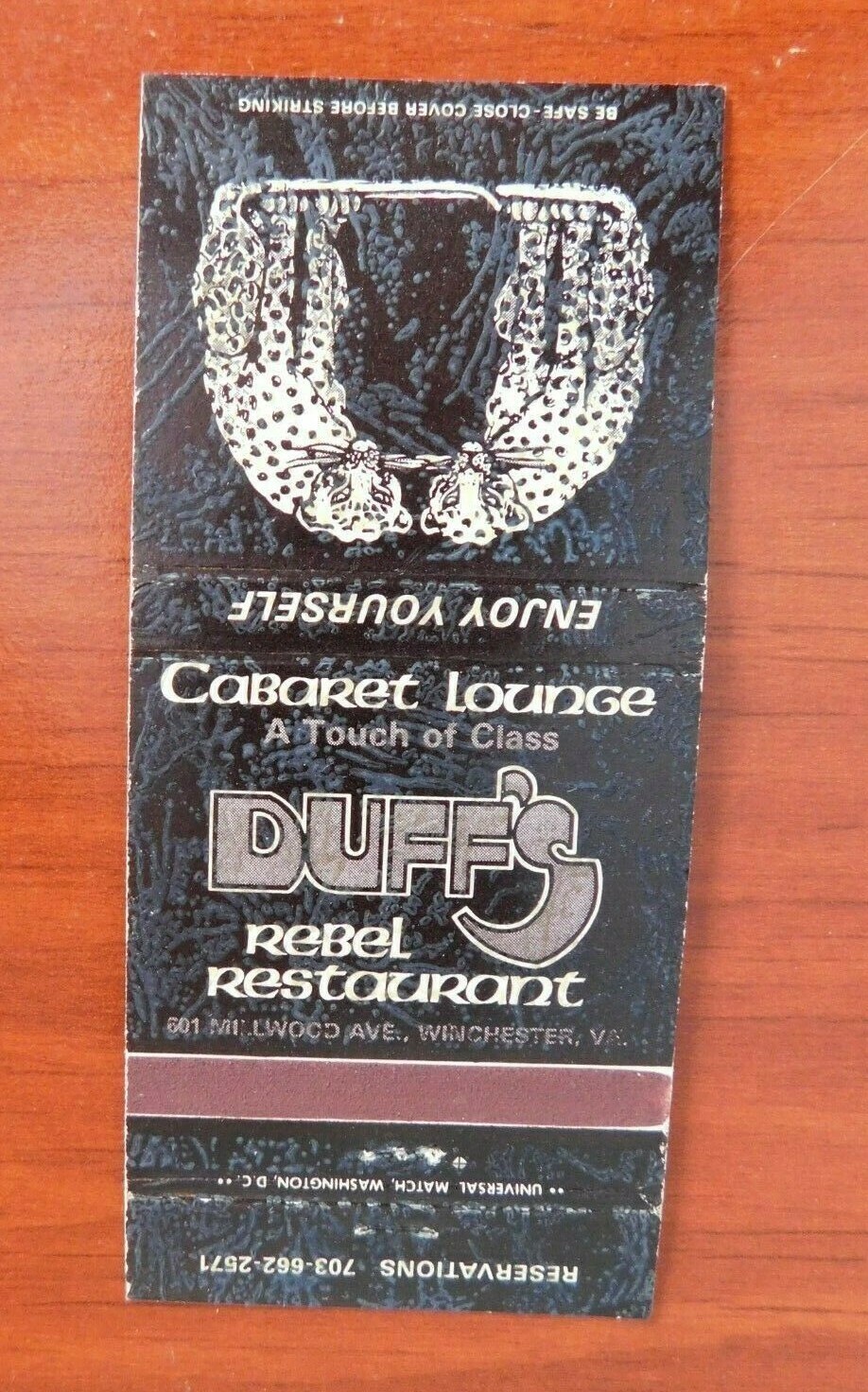 Matchbook cover - Duff's Rebel Restaurant / Cabaret Lounge- Winchester ...