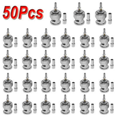 50Pcs BNC Male Crimp/Solder Type RF Connector for RG316/RG174/LMR100 ...