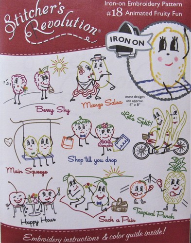 Stitcher's Revolution 18 Animated Fruit Anthro Iron Embroidery Transfer ...