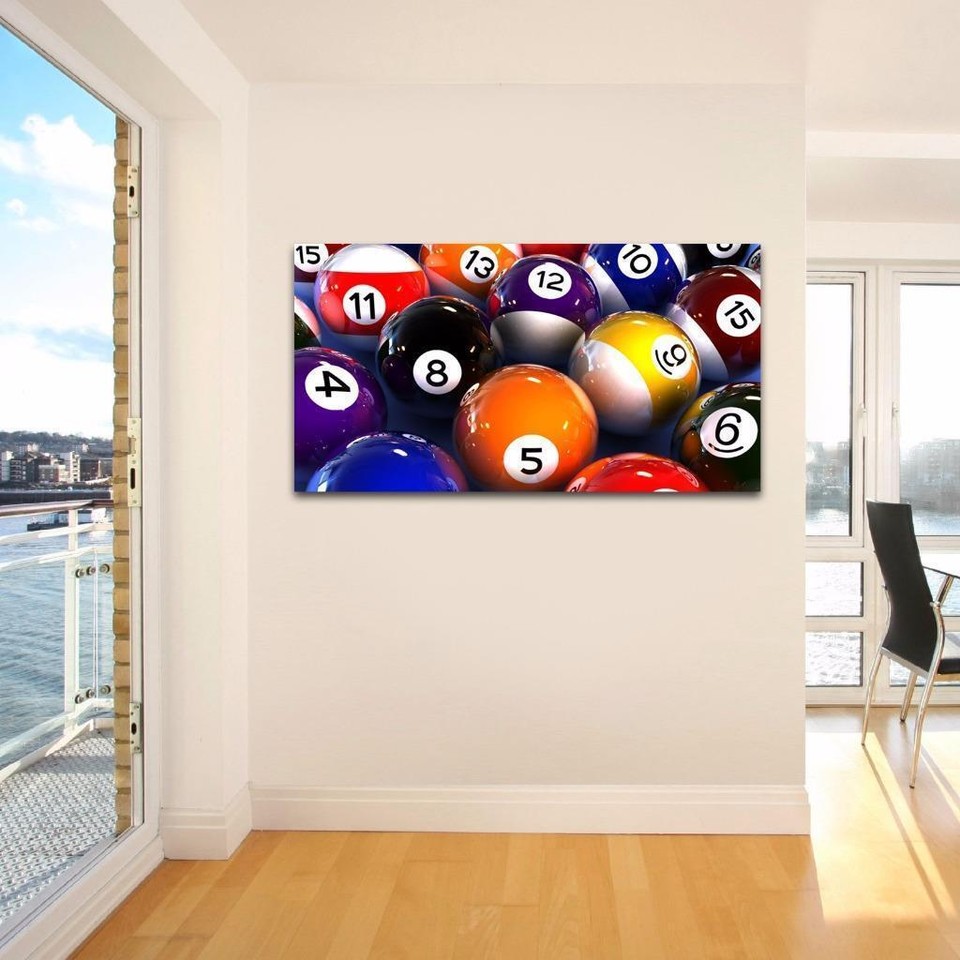4 Sizes - Billiard Balls CANVAS PRINT Home Wall Decor Art Giclee Pool ...