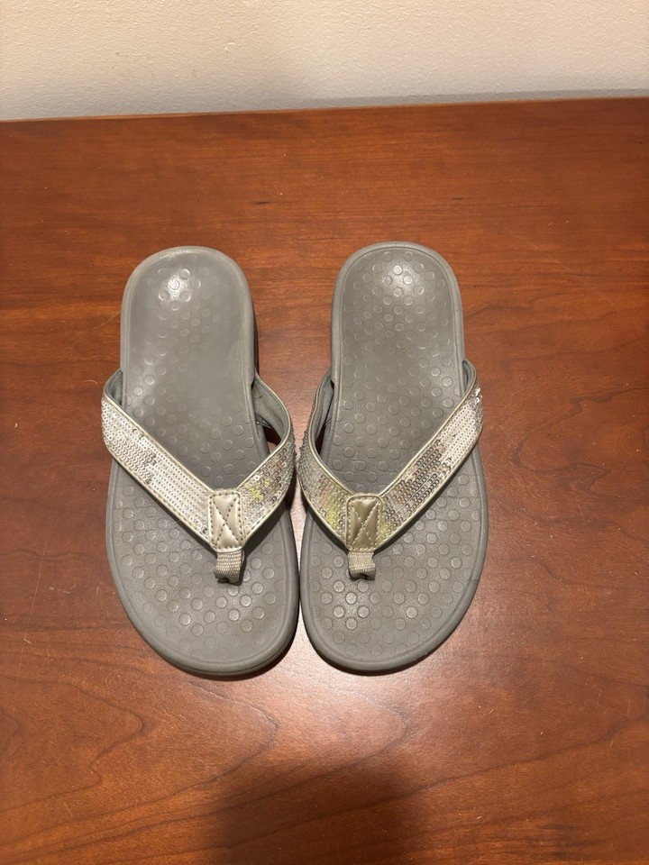 Vionic Women’s Tide Sequin Thong Sandal Flip Flops Silver Size 5 | eBay