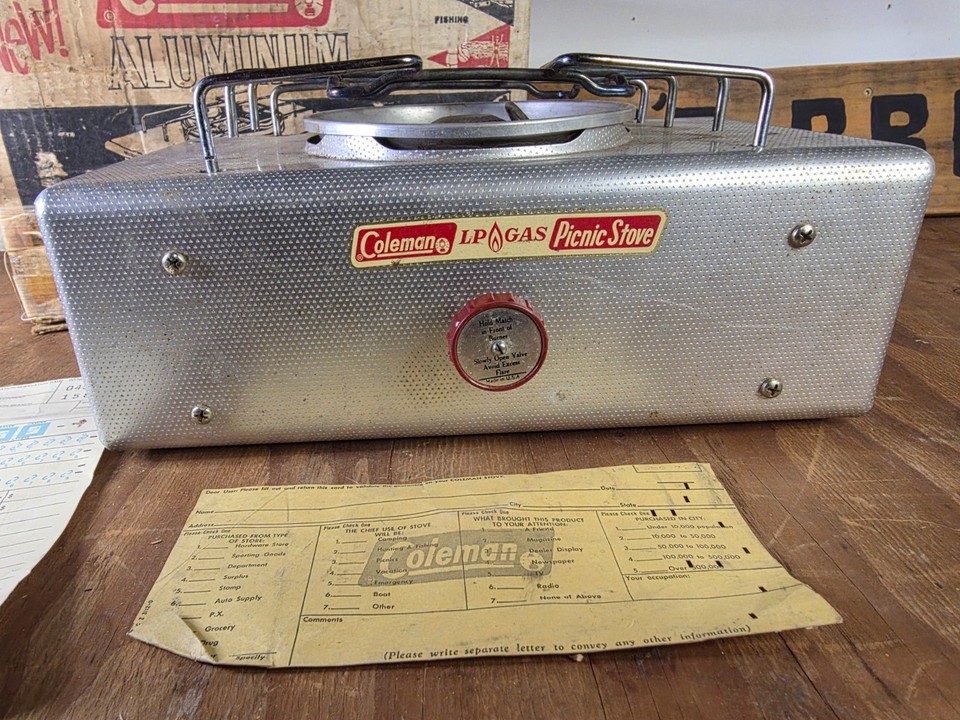 Vintage Coleman Aluminum LP Gas Picnic Stove w/ Box & Papers USA | eBay