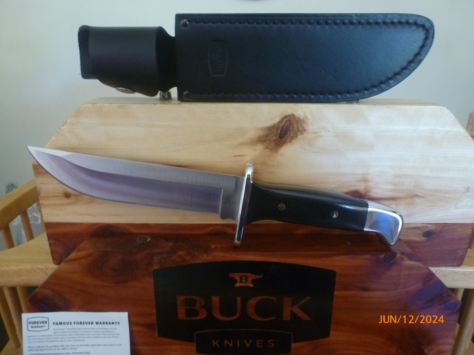 Buck 124 Frontiersman 2025 Bowie Knife 420 HC Micarta Handle Leather ...