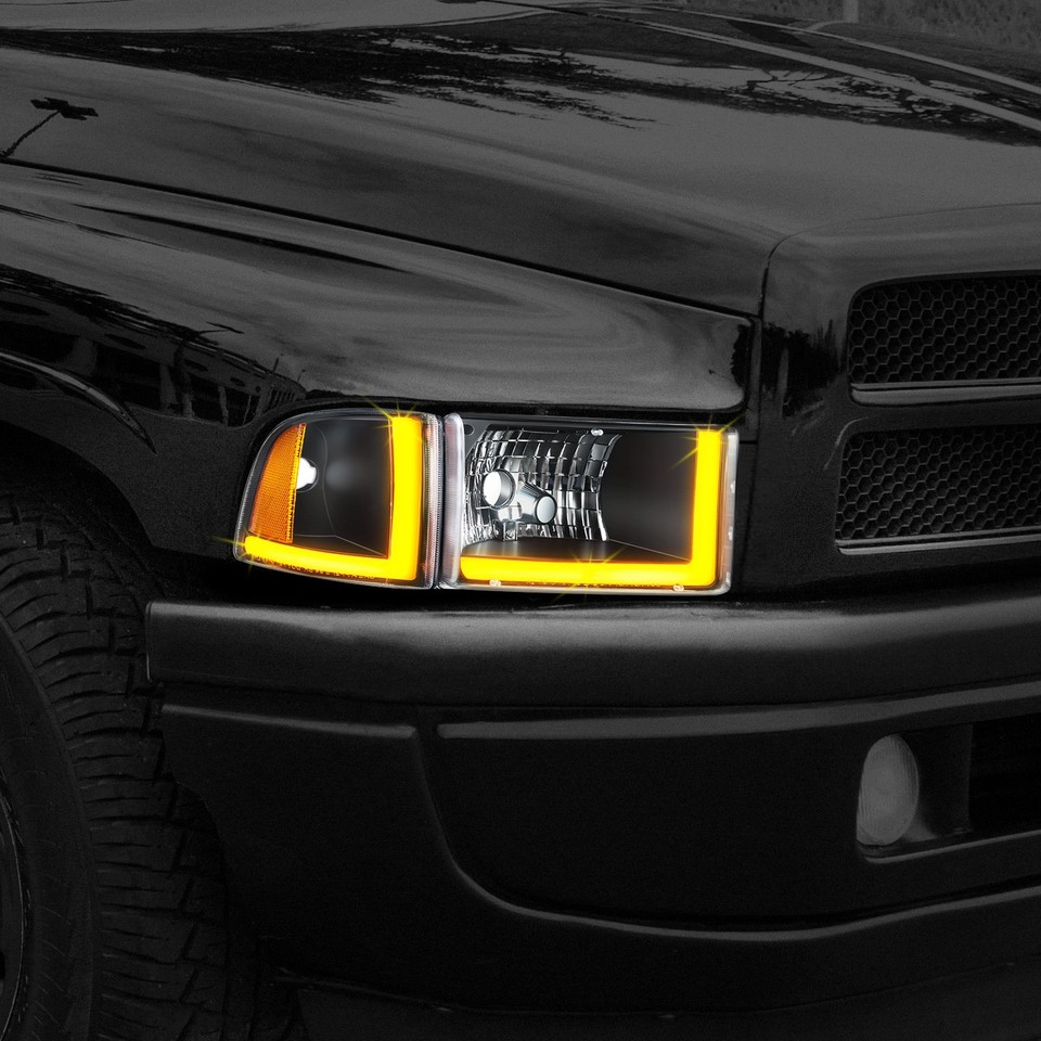 1994-2002 Dodge Ram 1500-3500 Switchback Dual L-LED DRL Headlights ...