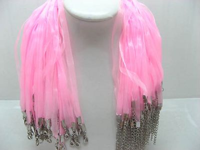 100 Pink 2-stranded Ribbon Strings With Connector For Necklace | eBay