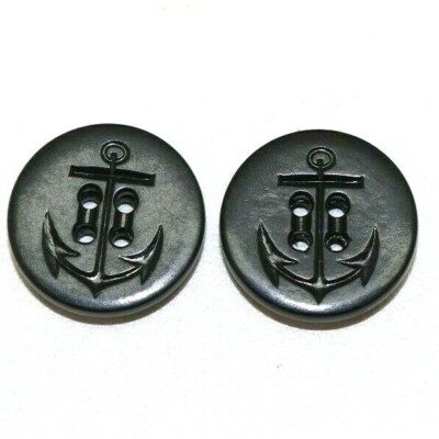 US Navy Buttons Black plastic w anchor 6/8" lot of 2 B891 | eBay