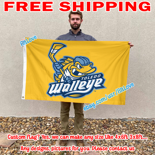 Toledo Walleye Flag Banner 3X5 ft East Coast Hockey League Fan Home ...