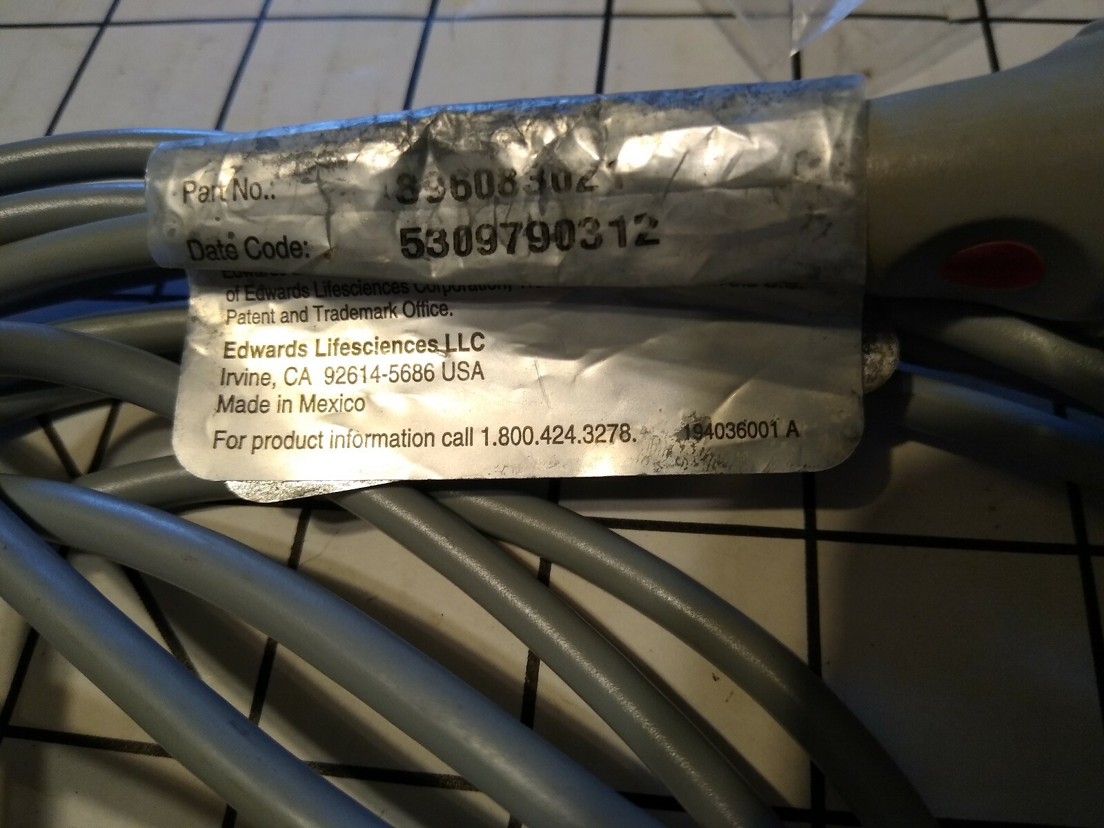 Edwards Lifesciences TruWave Reusuable Cable PX1800 896083021 P0811 ...