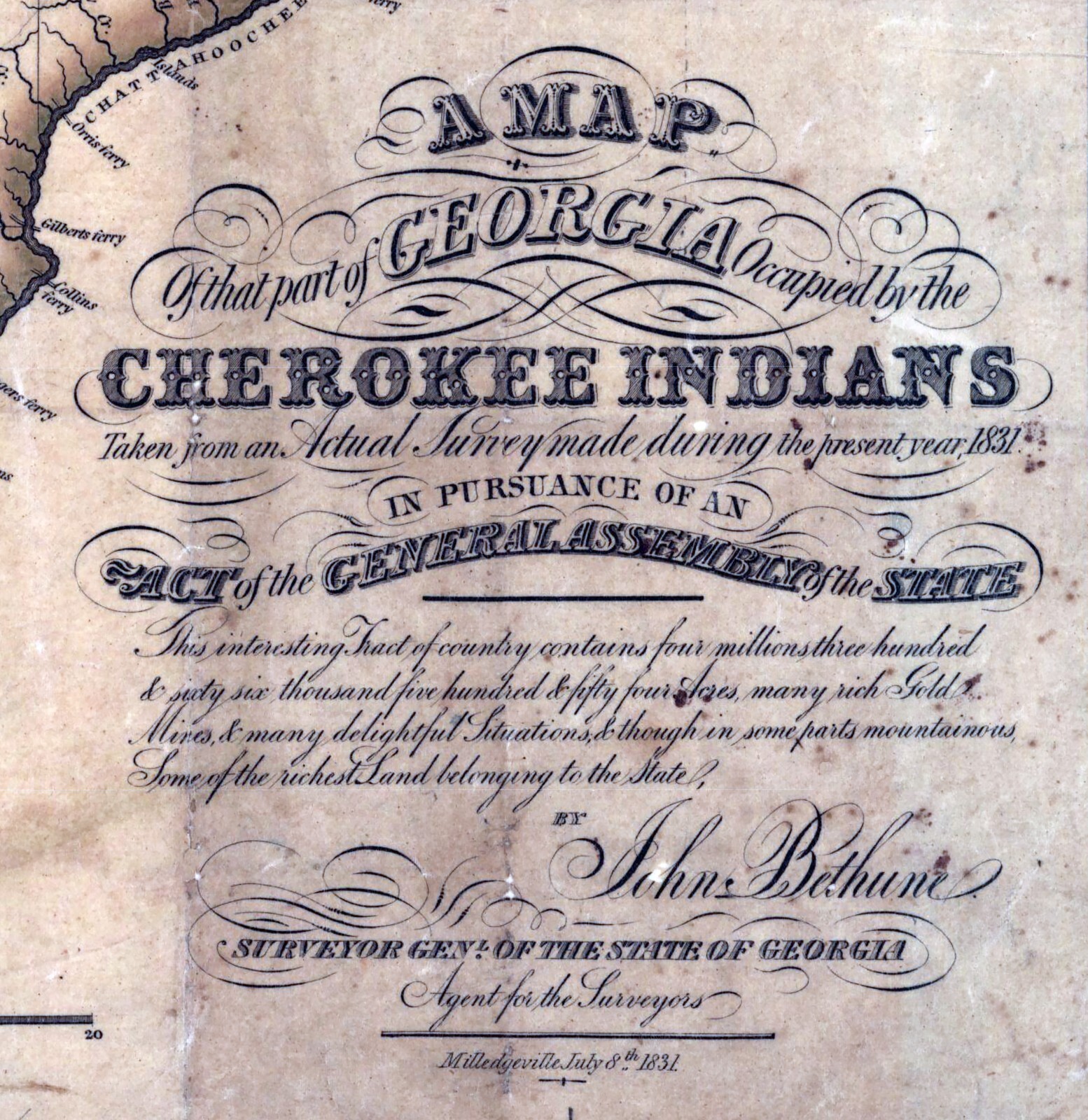 1831 Map of Cherokee Indian Lands in Georgia | eBay