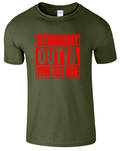 Personalized Straight Outta Custom Text Men's T Shirt Funny USA New ...