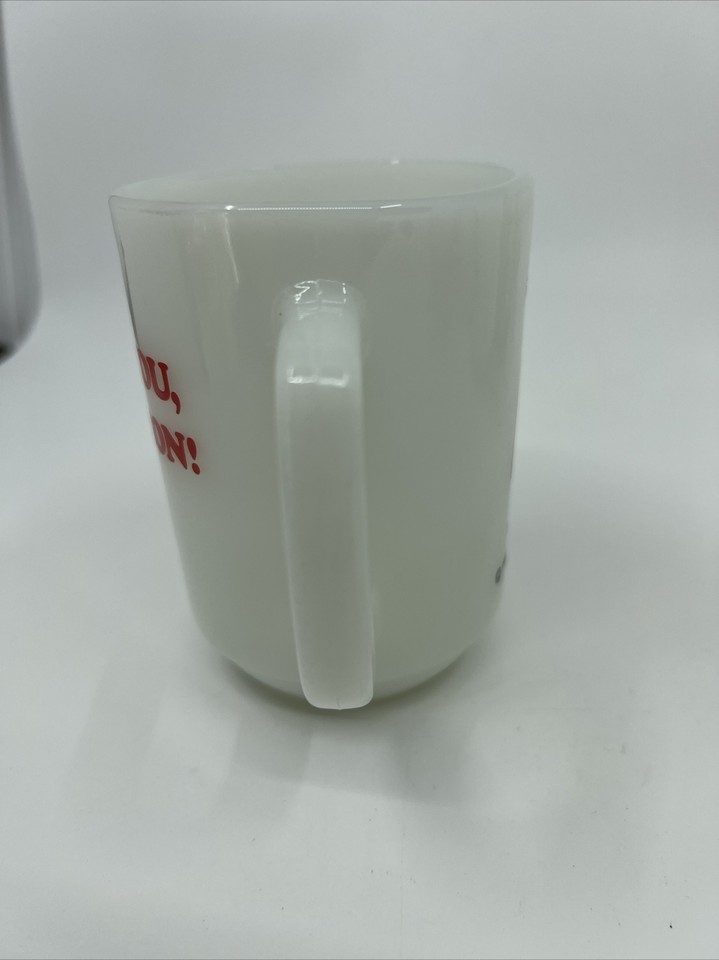 Vintage 1965 Snoopy Curse You Red Baron Peanuts Milk Glass Mug Fire ...