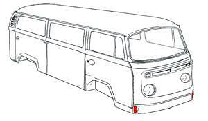 VW Type 2 Baywindow Bus Front Panel Bottom Corner Repair Panel - Right ...
