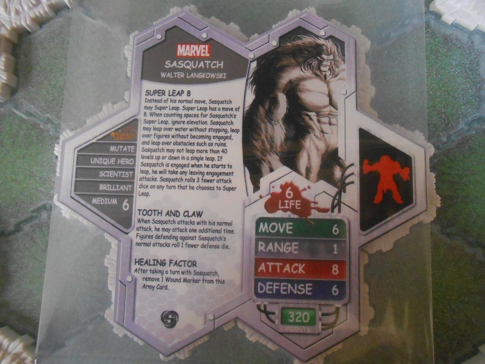 Heroscape Custom Sasquatch Dbl Sided Card & Fig w Slv Marvel Alpha ...