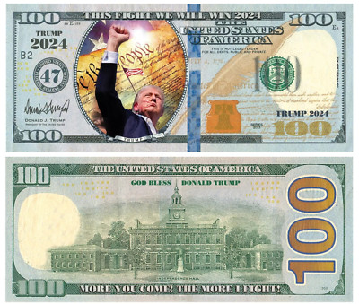 Lot of 2 2024 TRUMP FIGHT, FIGHT, FIGHT! Novelty Funny $100 MAGA Money ...