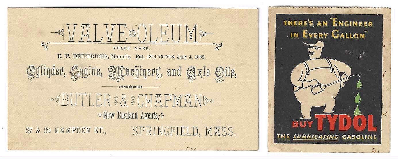 2 Vintage Oil And Gasoline Advertising, Tydol Stamp & Valve-Oleum From ...