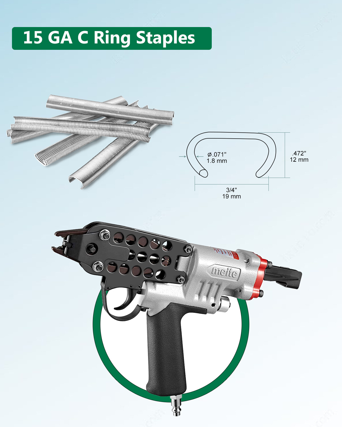 Meite SC7-15GA 3/4" C/Hog Ring Staples in Gal/Stainless Steel, 2500/ ...