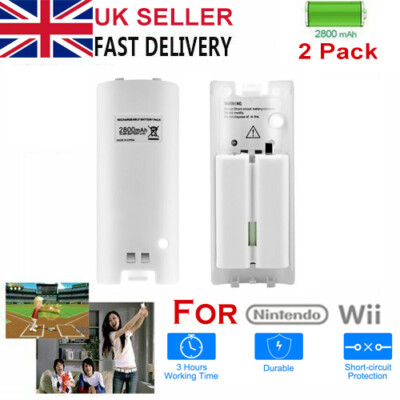 2pcs For Wii Remote Controller Batteries 2800mAh Rechargeable White ...