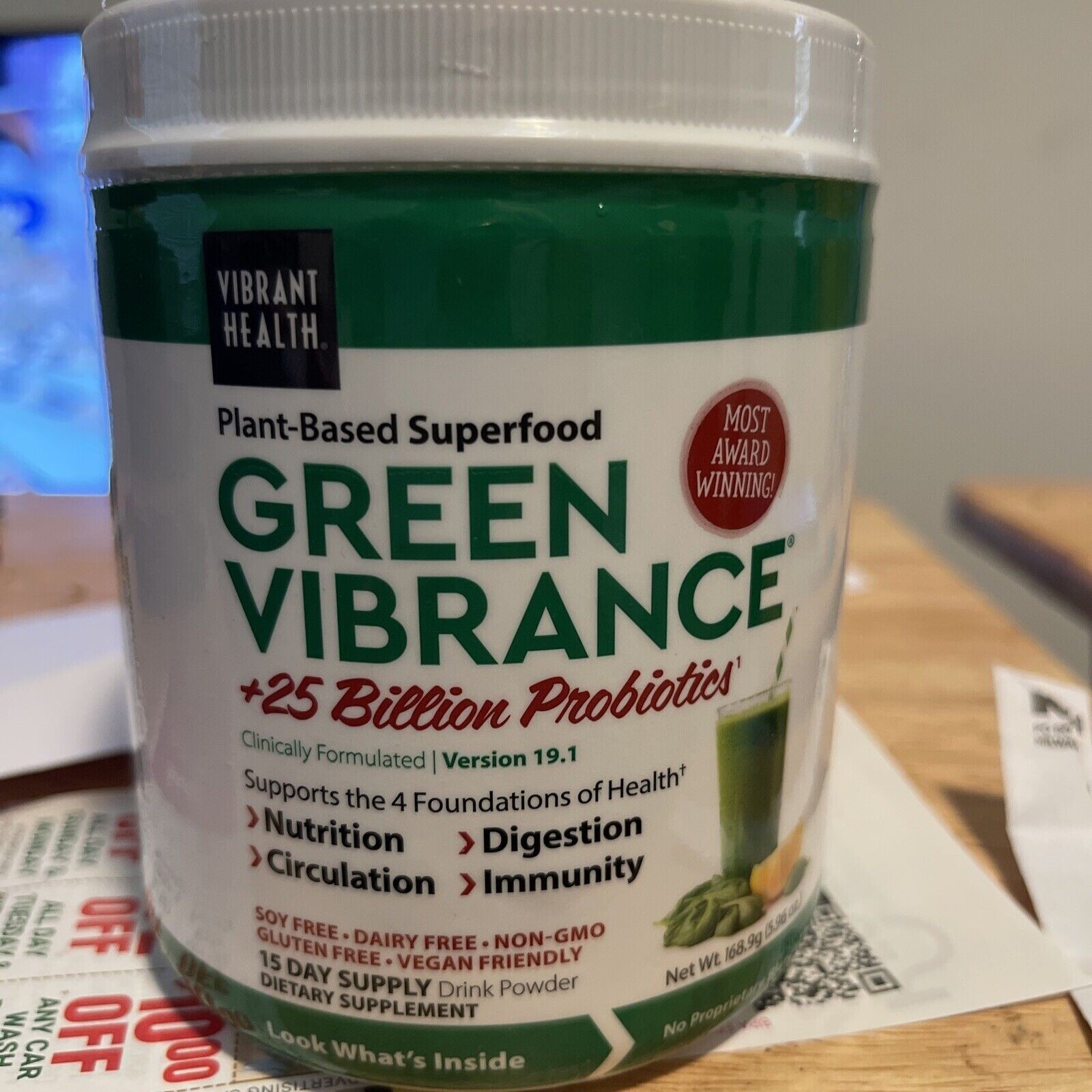 Vibrant Health Green Vibrance 19.1 Vegan Probiotic Superfood Powder 15 ...