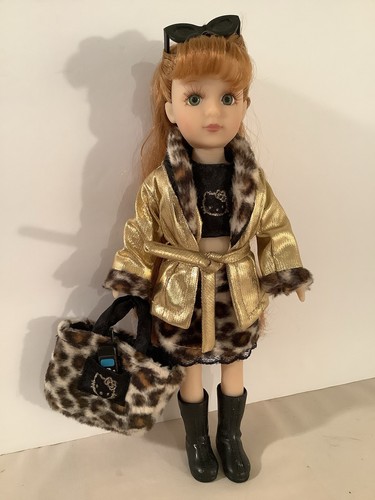 Sanrio Hello Kitty Posable Vinyl 8.5” Doll. Red Hair Leopard And Gold ...