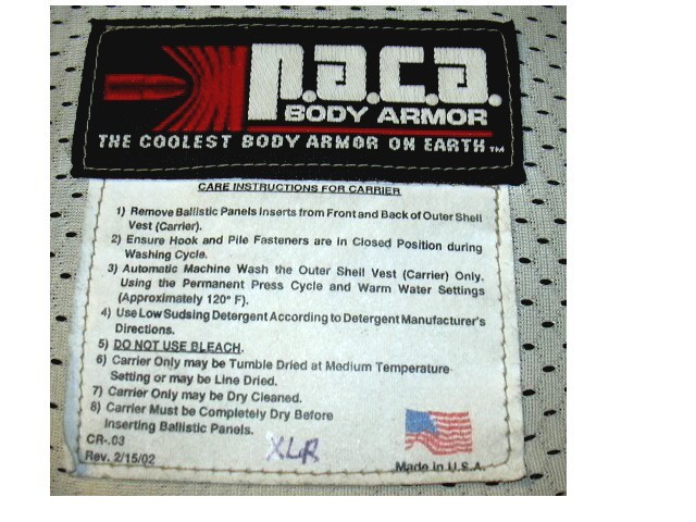 PACA Body Armor Bullet Proof Vest Size Men’s XLR | eBay