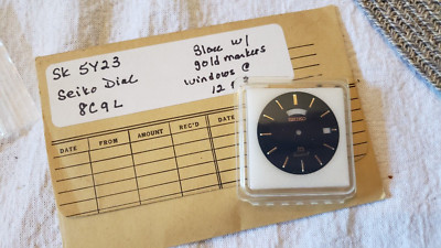 NEW Vintage 80's Seiko Men's Watch Dial Black Gold Markers & 2 Windows ...
