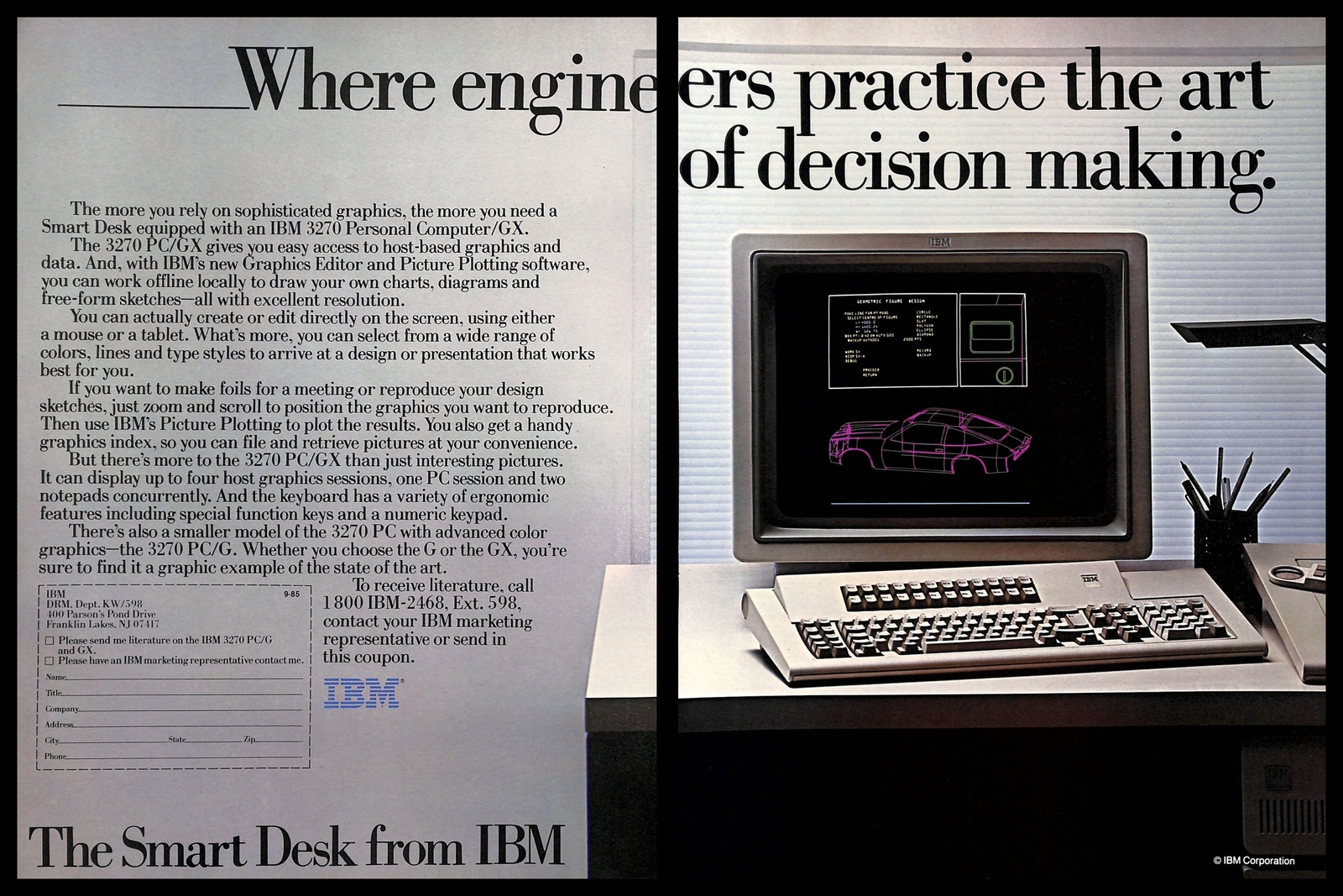 1985 IBM Smart Desk 3270 Personal Computer GX Vintage PRINT AD Car ...