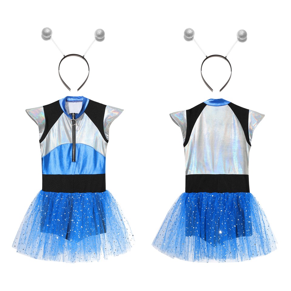 iEFiEL Metallic Alien Cosplay Tutu Dance Dresses Leotard Outer Space ...