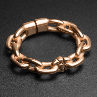 Cable Chain Hoop Rose Gold PVD Magnetic Ear Weight Lobe Gauges Ear ...