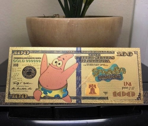 24k gold foil plated Patrick Star SpongeBob Square Pants banknote | eBay