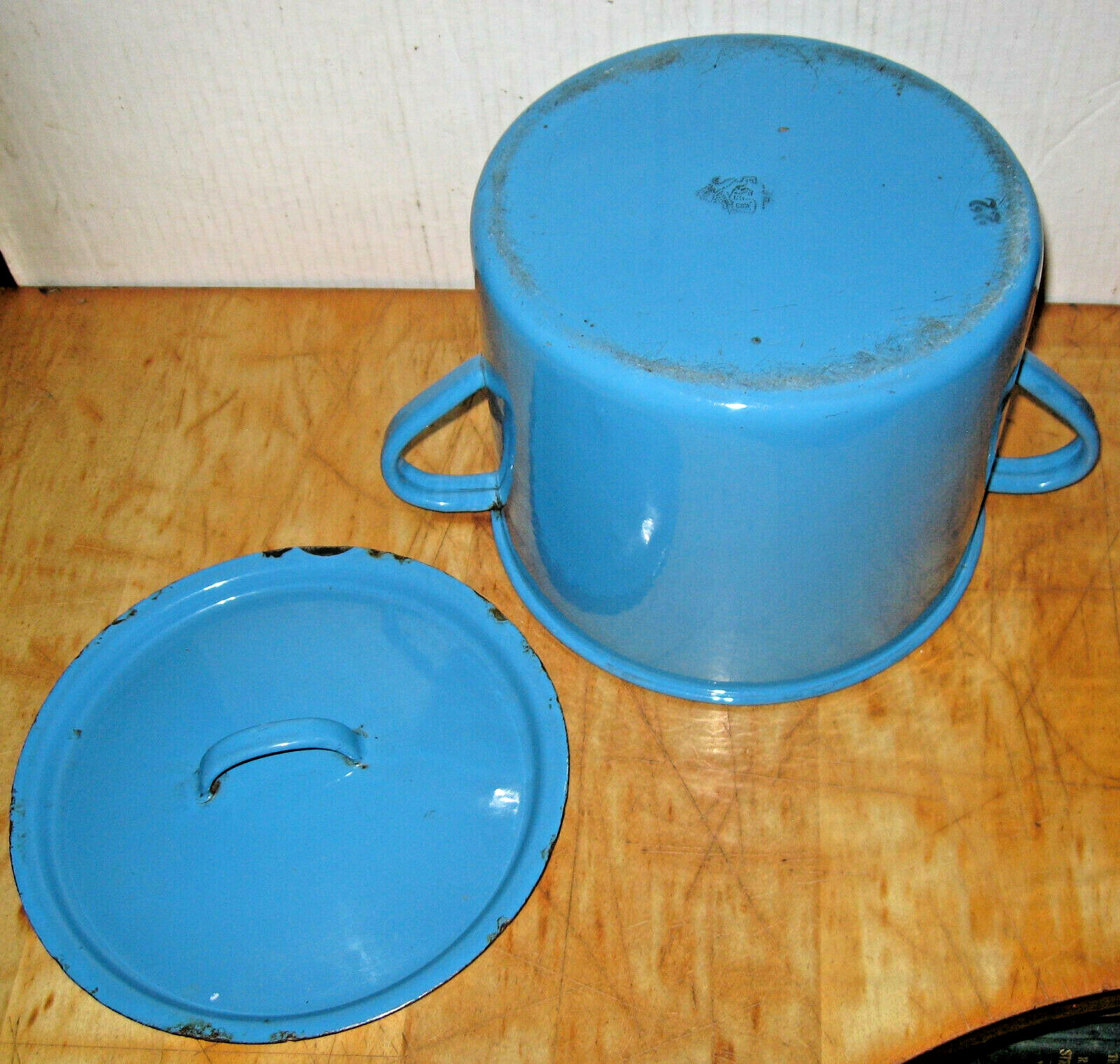 Vintage Blue Enamelware Stock Pot w/ Lion Mark | eBay