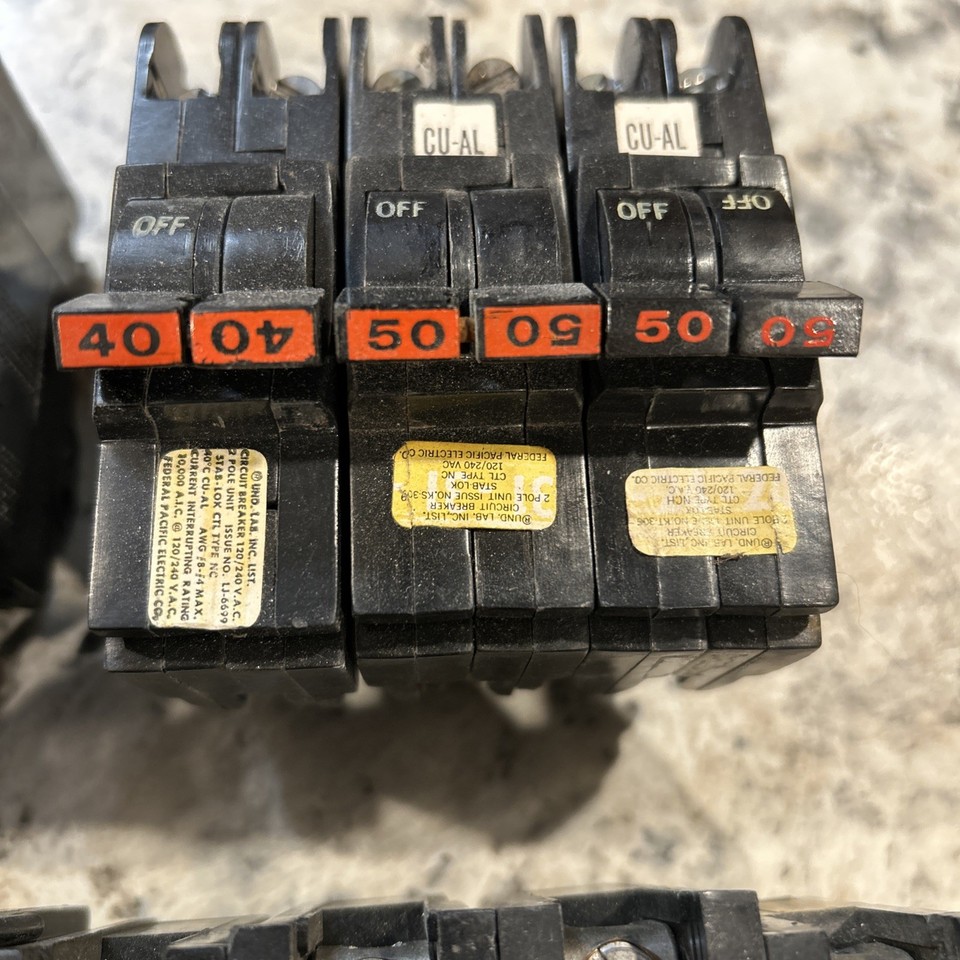15, 20, 30, 40, 50 Amp, Lot -60 Stab-Lok Breakers Federal Pacific | eBay