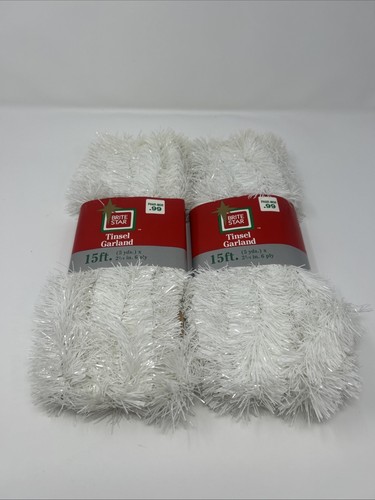2 Vintage NEW Brite Star Phar-Mor White Tinsel Garland 15 Ft X 2 | eBay
