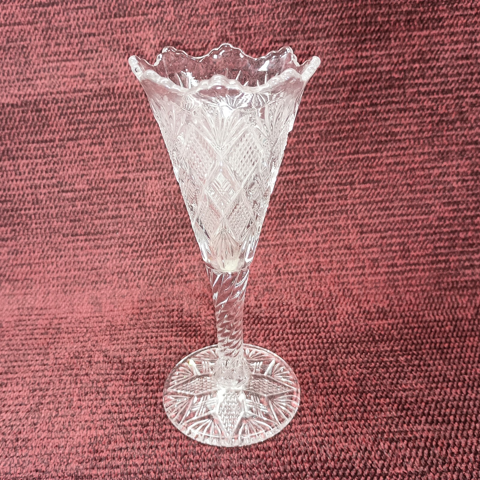 Antique Duncan Glass Paneled Diamond Trumpet Vase Perfect 6.75" Tall | eBay