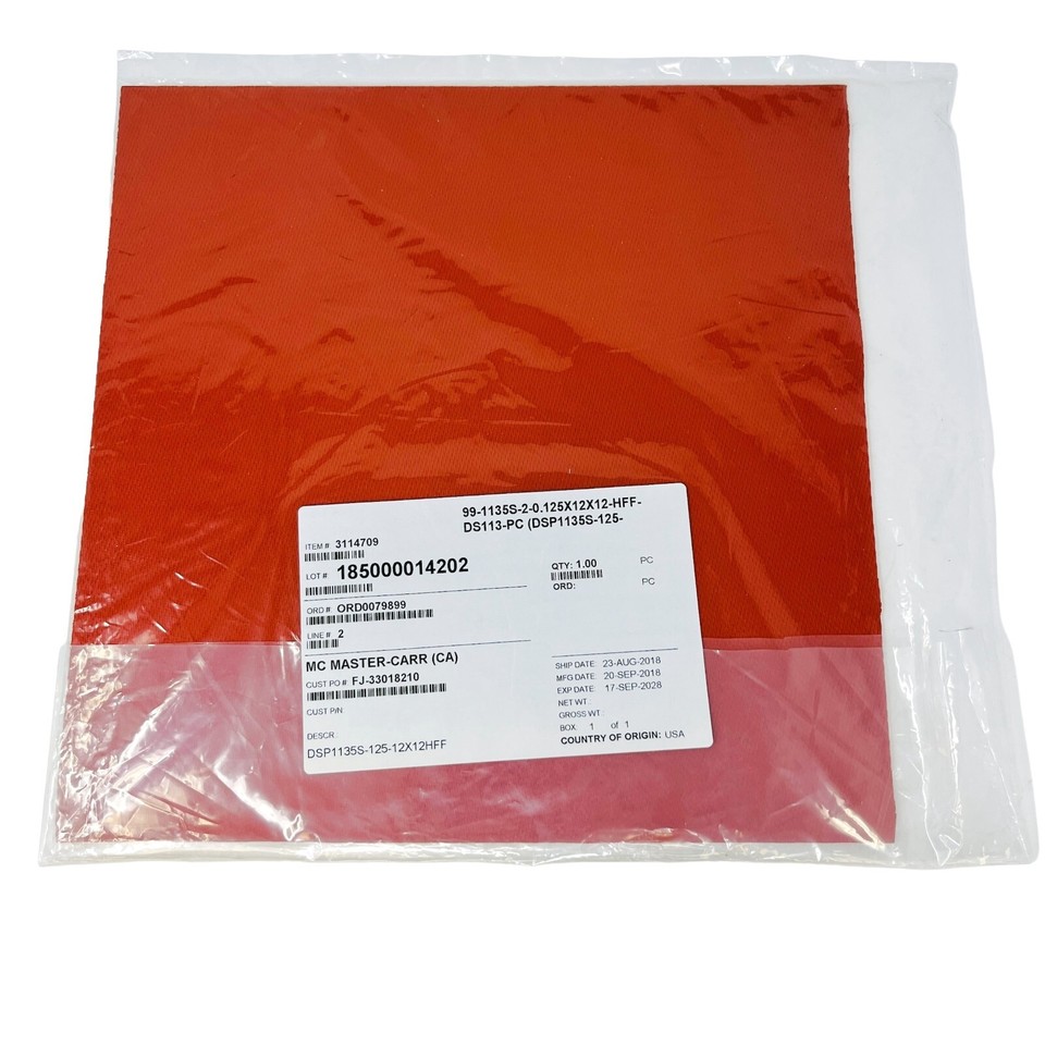 2 pcs Mc Master-Carr Silicone Sponge Sheet Orange FJ-58384330 Made in ...