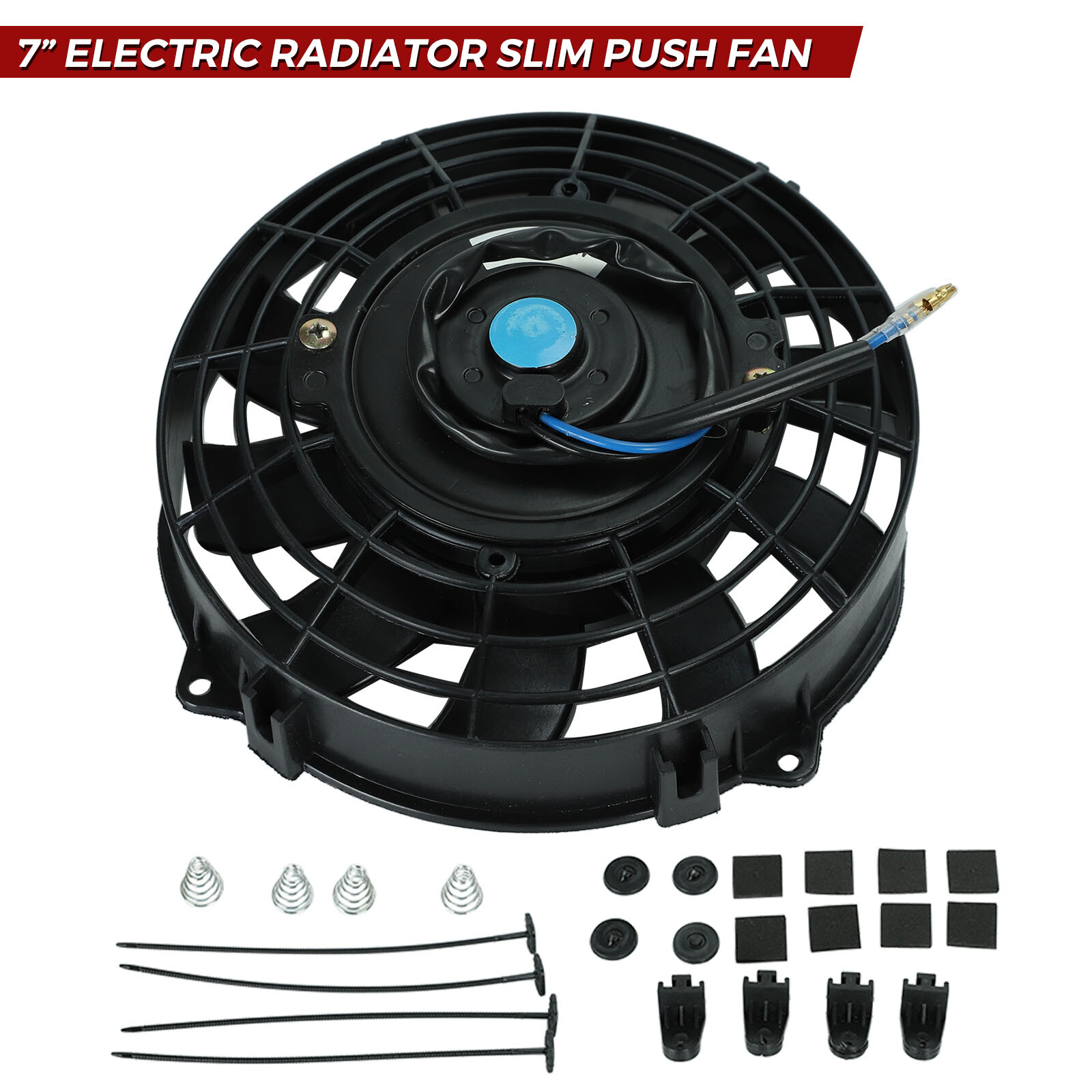 7" Inch 12V 80W Electric Slim Push Pull Radiator Cooling Fan Mounting ...