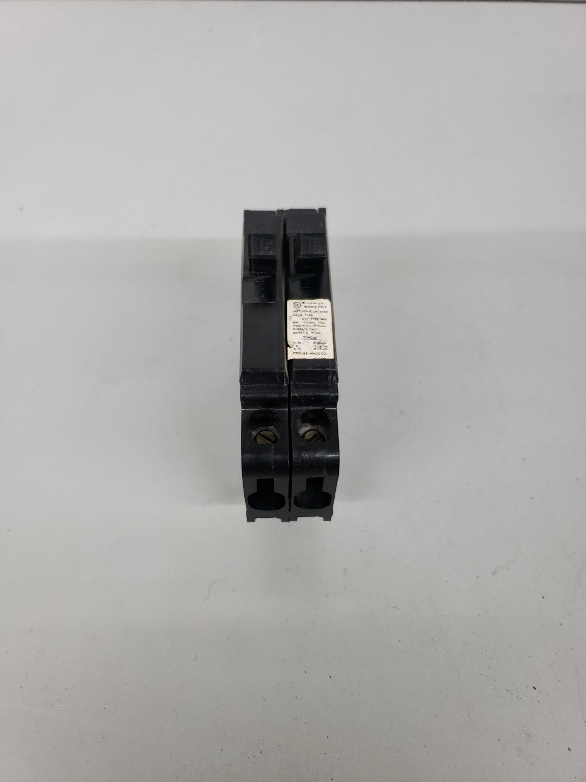 Crouse-Hinds 15-Amp MH/MM MP1515 Tandem Circuit Breaker 15A 2P Inner ...