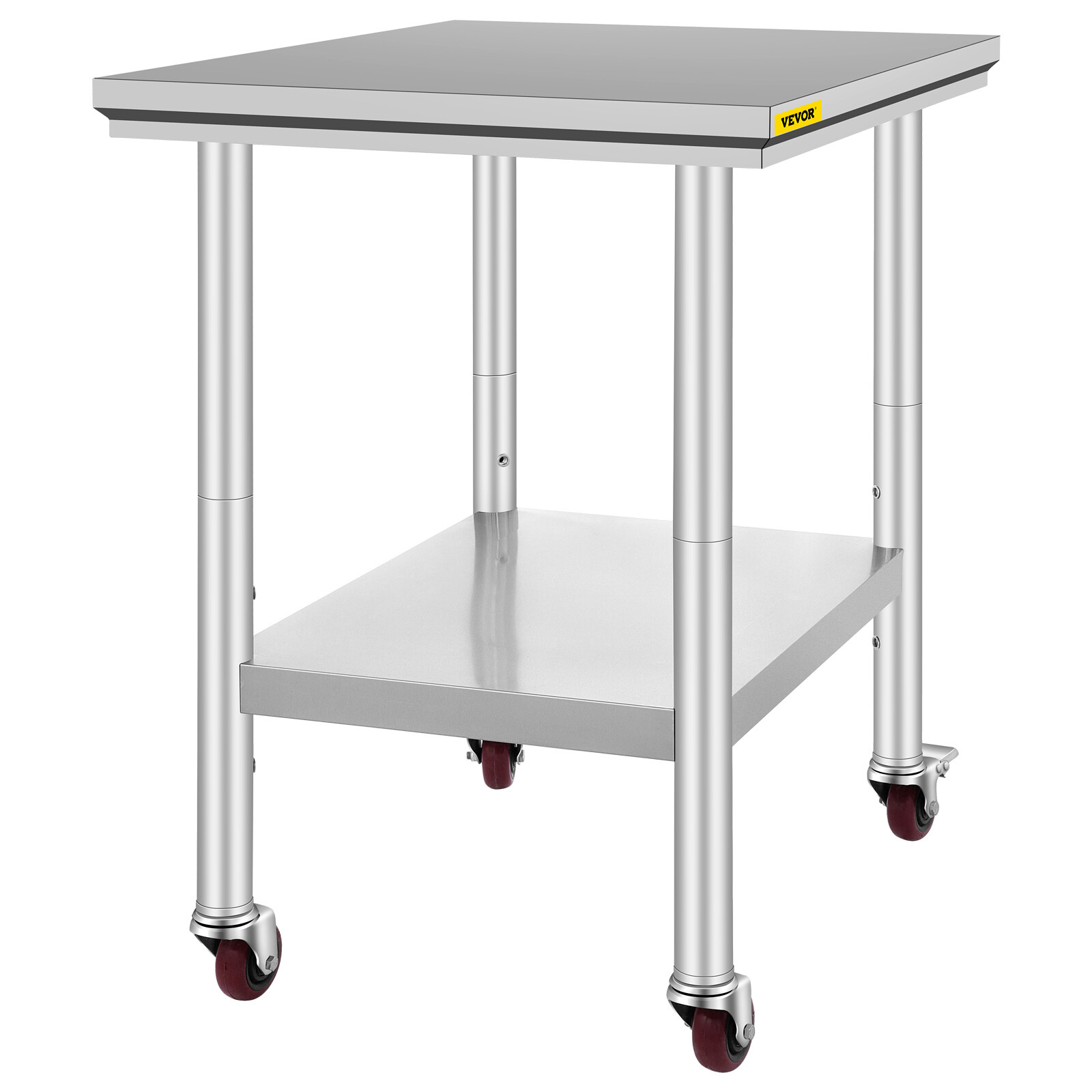 Rolling Stainless Steel Work Table 30"x24" Cart + Casters Undershelf ...