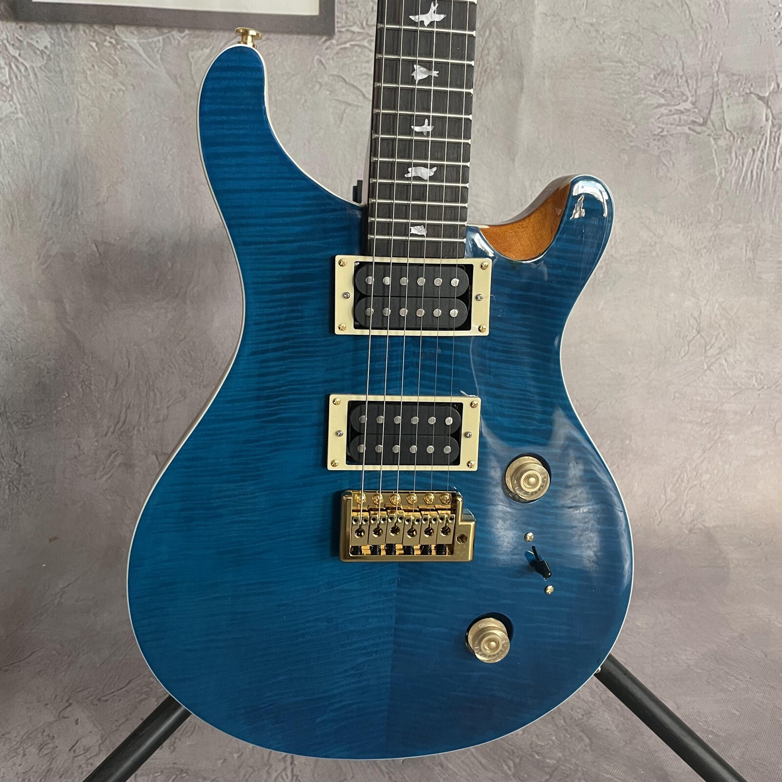 Blue Flame Maple Top PRS Electric Guitar HPL Fretboard Tremolo Bridge ...