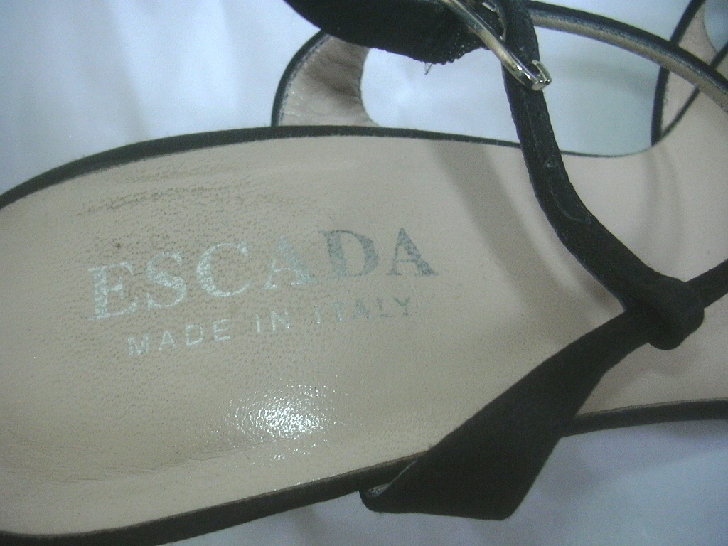 ESCADA BLACK SATIN SANDALS HEELS SHOES SZ 7 1/2 B | eBay