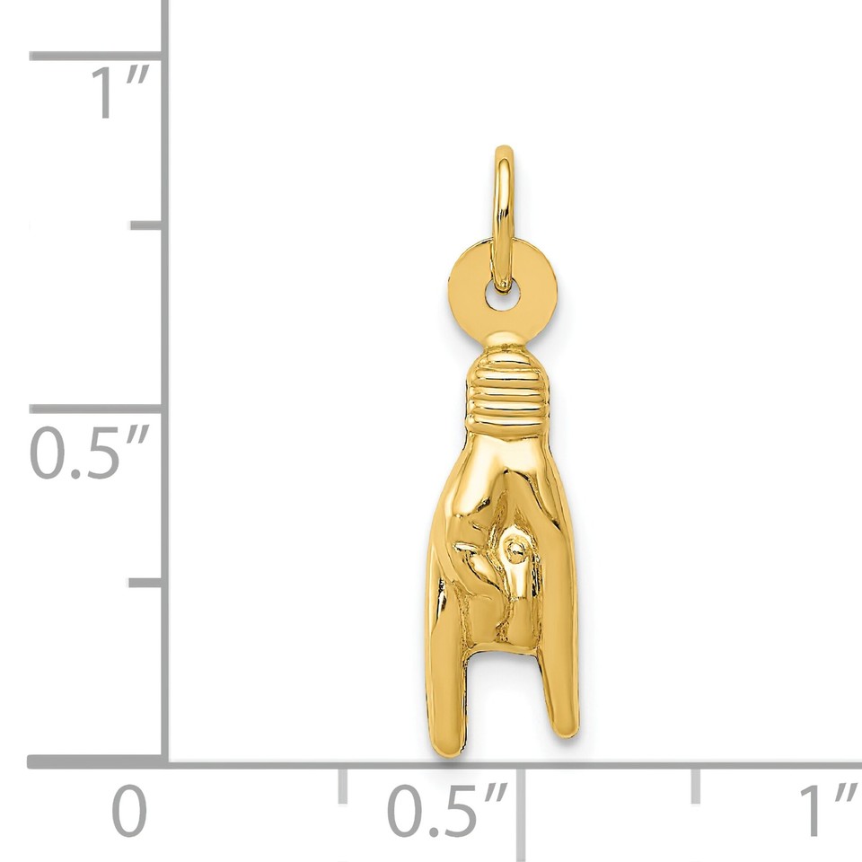 14K Yellow Gold Italian Horn & Mano Cornuto Italian Hand Sign Charms ...