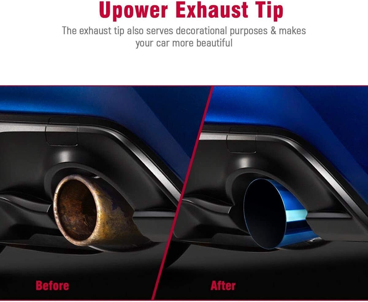 Upower Pack of 2 Blue Burnt Exhaust Tip 2.5 Inch Inlet 4" Outlet 9" Long Bolt-On | eBay