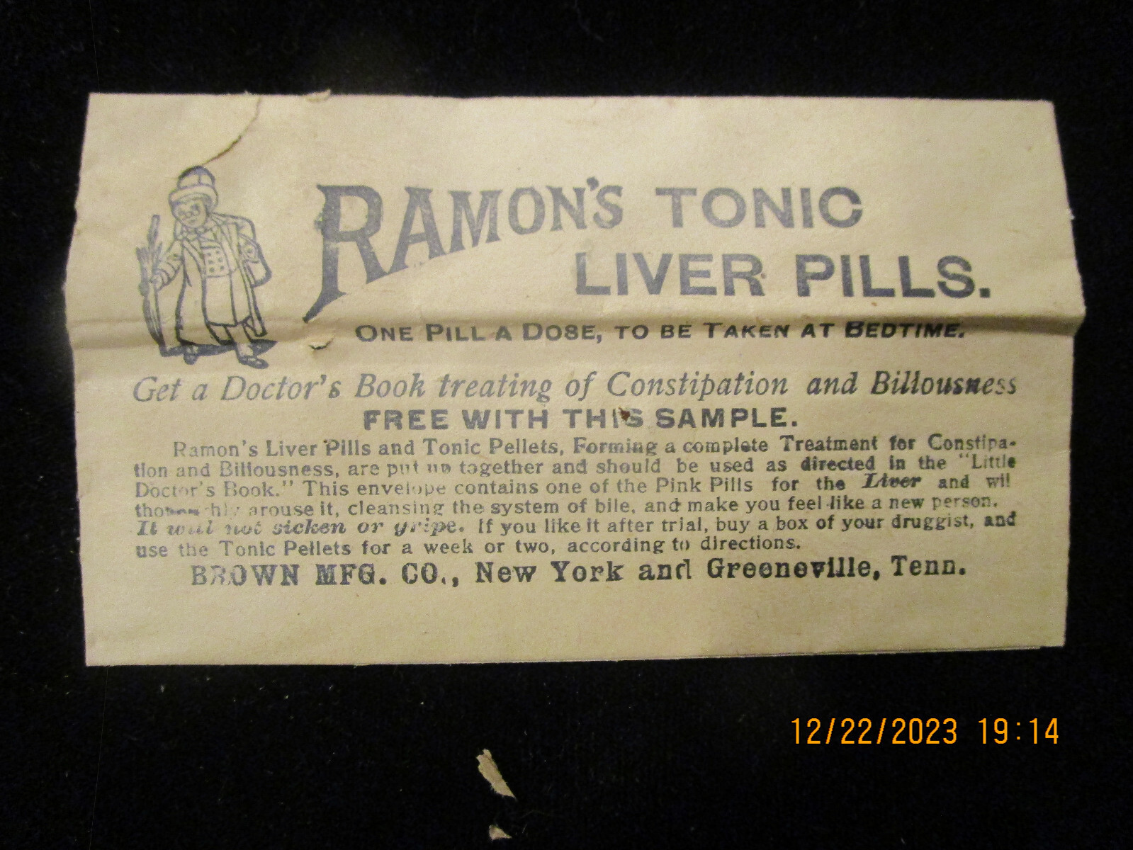 Antique RAMON`S TONIC LIVER PILLS Sample Packet Original And Unopened ...
